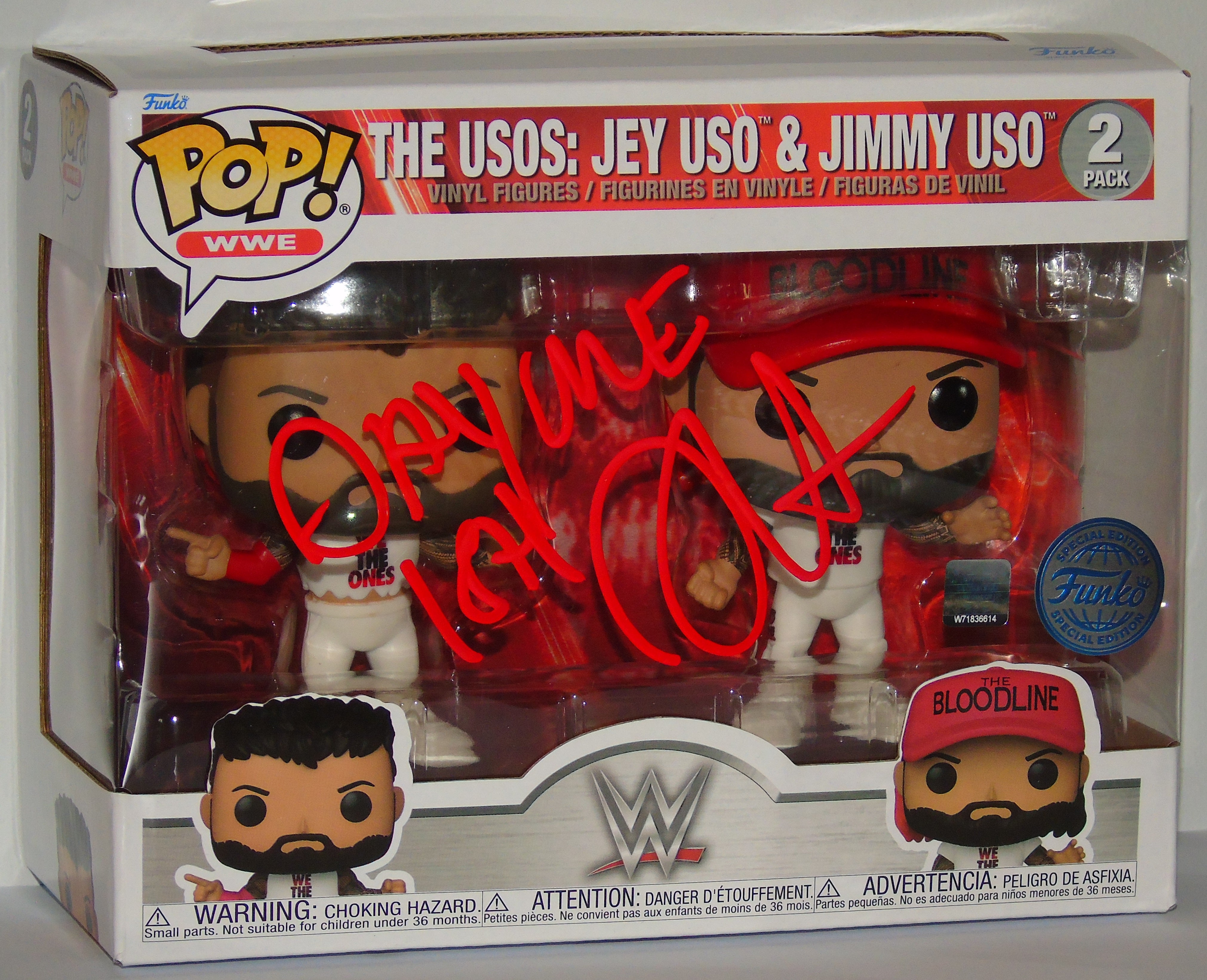 Jey Uso Signed Funko WWE Wrestling Pop! Vinyl Figure Set ...
